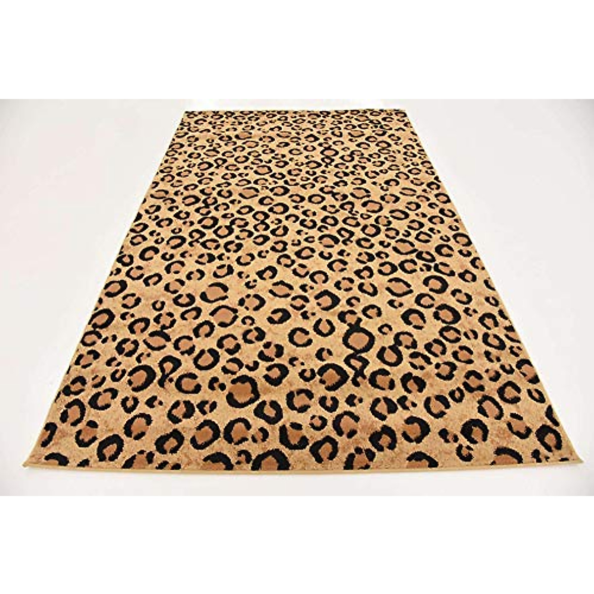 Unique Loom Wildlife Collection Area Rug - Leopard (5' 3" x 8' Rectangle, Light Brown/ Black)