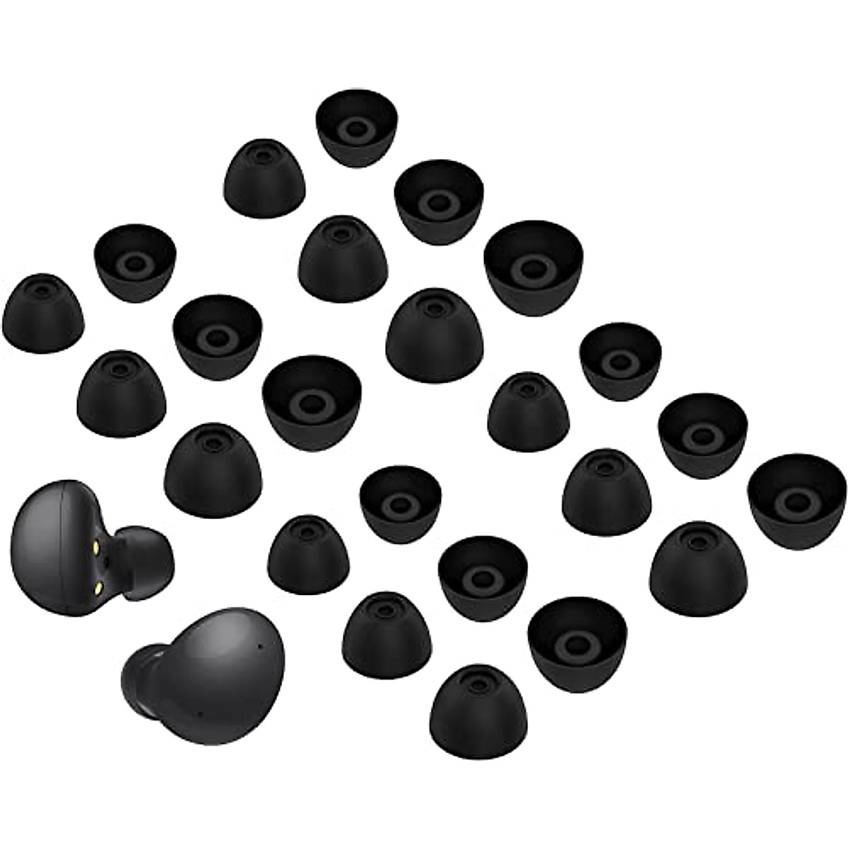 A-Focus 12 Pairs Ear Tips for Galaxy Buds 2 and Galaxy Buds Plus, S M L 3 Size Replacement Silicone Eartips Earbuds Cover Skin Compatible with Samsung Galaxy Buds 2 SM-R177, Black
