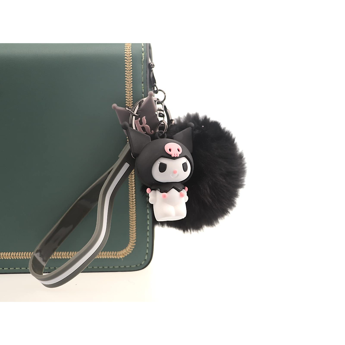 Tonsamvo Cute Pom Pom Keychain Kawaii Key chain for Backpack Decoration Keychains for Women (Black)