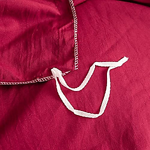 ERZRGA Red Duvet Cover Twin, 100% Washed Microfiber Red Bedding Set 3 Pieces Solid Duvet Cover, 1 Duvet Cover with 2 Pillowcases, with Zipper Closure, Ultra Soft Feel Natural Wrinkled (Red, Twin)