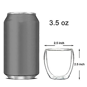 Youngever 4 Pack Espresso Cups, Double Wall Thermo Insulated Espresso Cups, Glass Coffee Cups (3.5 Ounce)