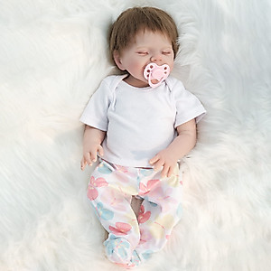 Zlgkjk Reborn Sleeping Baby Dolls Girl, Realistic Newborn Dolls with Soft Vinyl Silicone Full Body, 18 Inches Lifelike Baby Dolls for 3+ Year Old Girls, Kids