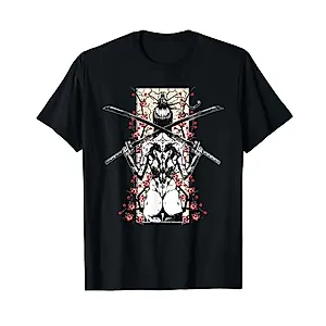Japanese Samurai Girl and Vintage Sakura Cherry Blossom Gift T-Shirt