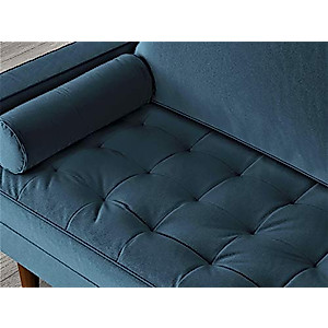 Container Furniture Direct Womble Modern Velvet Upholstered Living Room Diamond Tufted Chesterfield Sofa with Gleaming Nailheads, Ross Blue