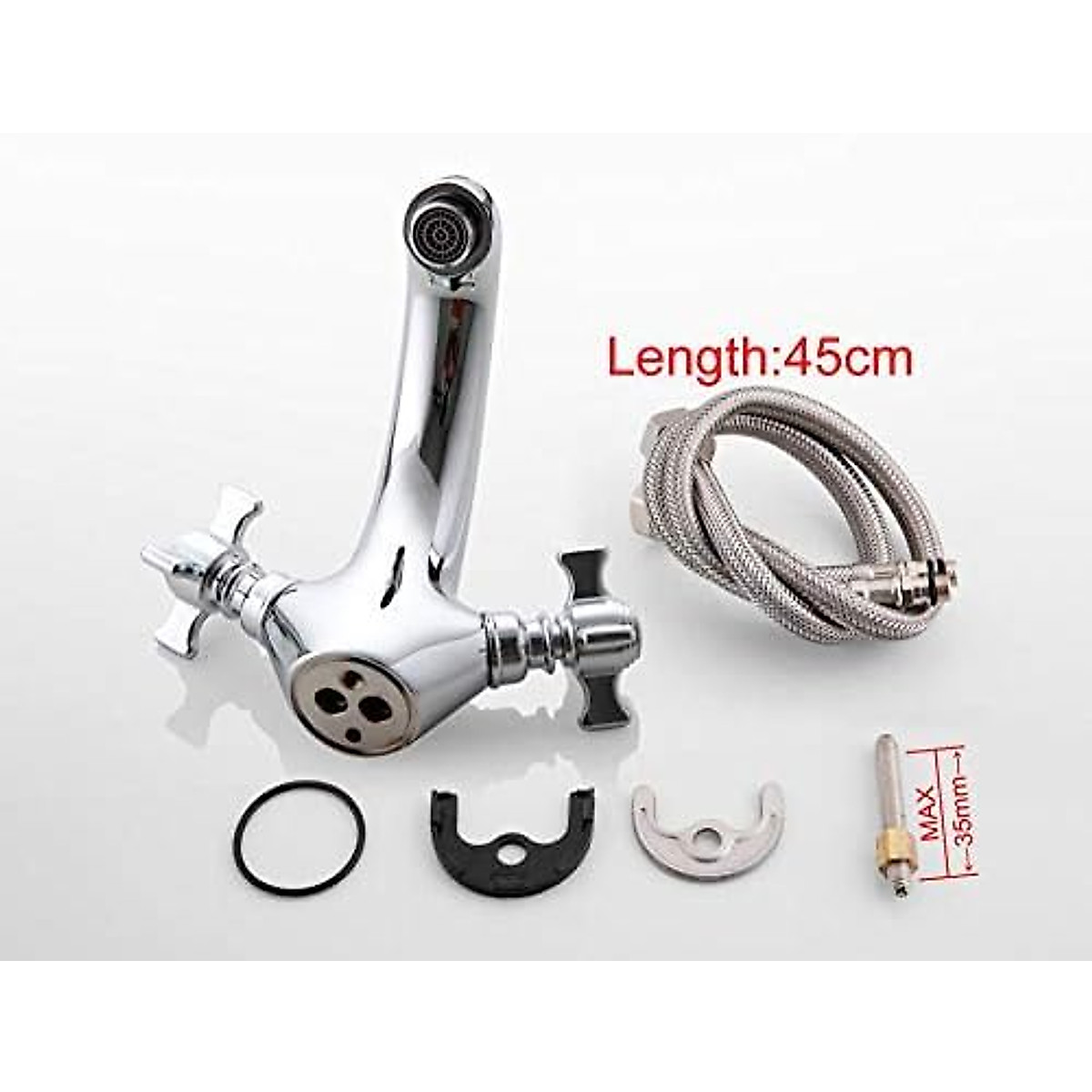 Kitchen Taps Silver Brass Bathroom Fixtures Basin Faucet Dual Handle Hot and Cold Water Tap Mixer for Bath Room Faucet