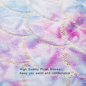 COSUSKET Mermaid Tail Blanket, Mermaid Blanket for Girls, All Seasons Soft Premium Colorful Fish Scale Design Snuggle Blanket