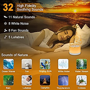 White Noise Machine for Sleeping Baby Adults, winshine Sound Machine Kids Night Light 32 High Fidelity Soothing Sounds & 7 Colors Light, Timer Feature, Headphones Jack Sleep Noise Maker