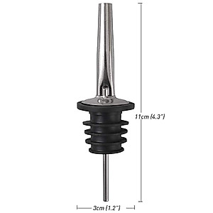 Newk Stainless Steel Pourers, 12 Pack Classic Bottle Pourers Tapered Spout with Rubber Caps, Suitable for Pours Liquor, Vinegar, Syrup or Olive Oils(12 Bottle Pourers+12 Dust Covers)