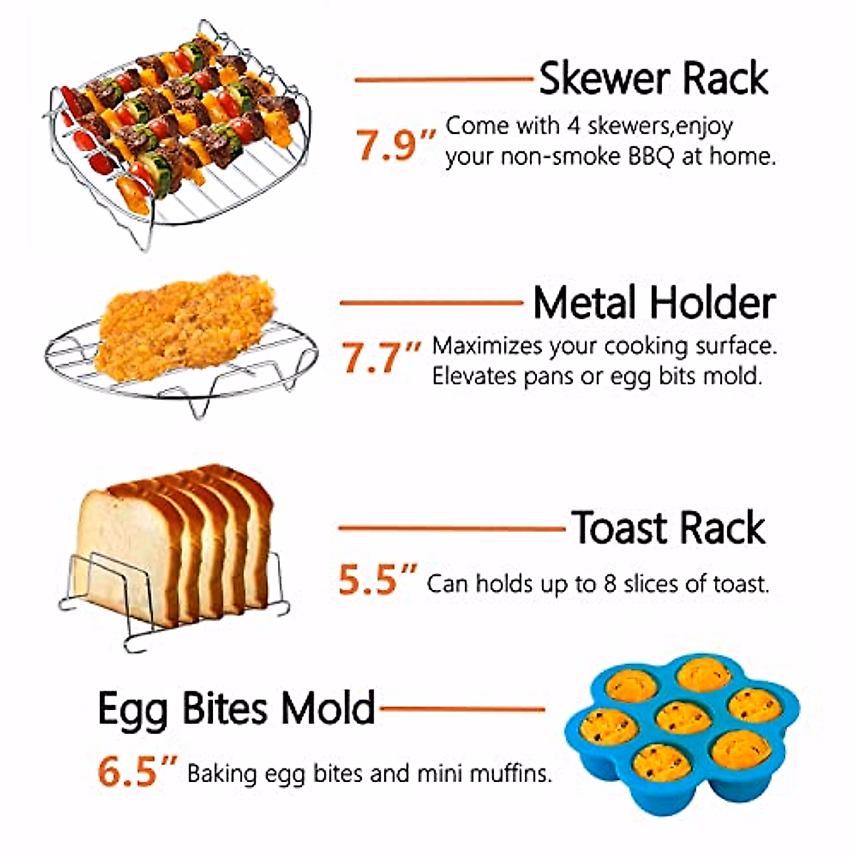 Square Air Fryer Accessories, 8 Inch XL Deep Fryer Accessories Compatible with Philips Cosori Ninja Gowise Gourmia Chefman Comfee Air Fryer, Fit 3.6QT-6.8QT Square Air Fryer