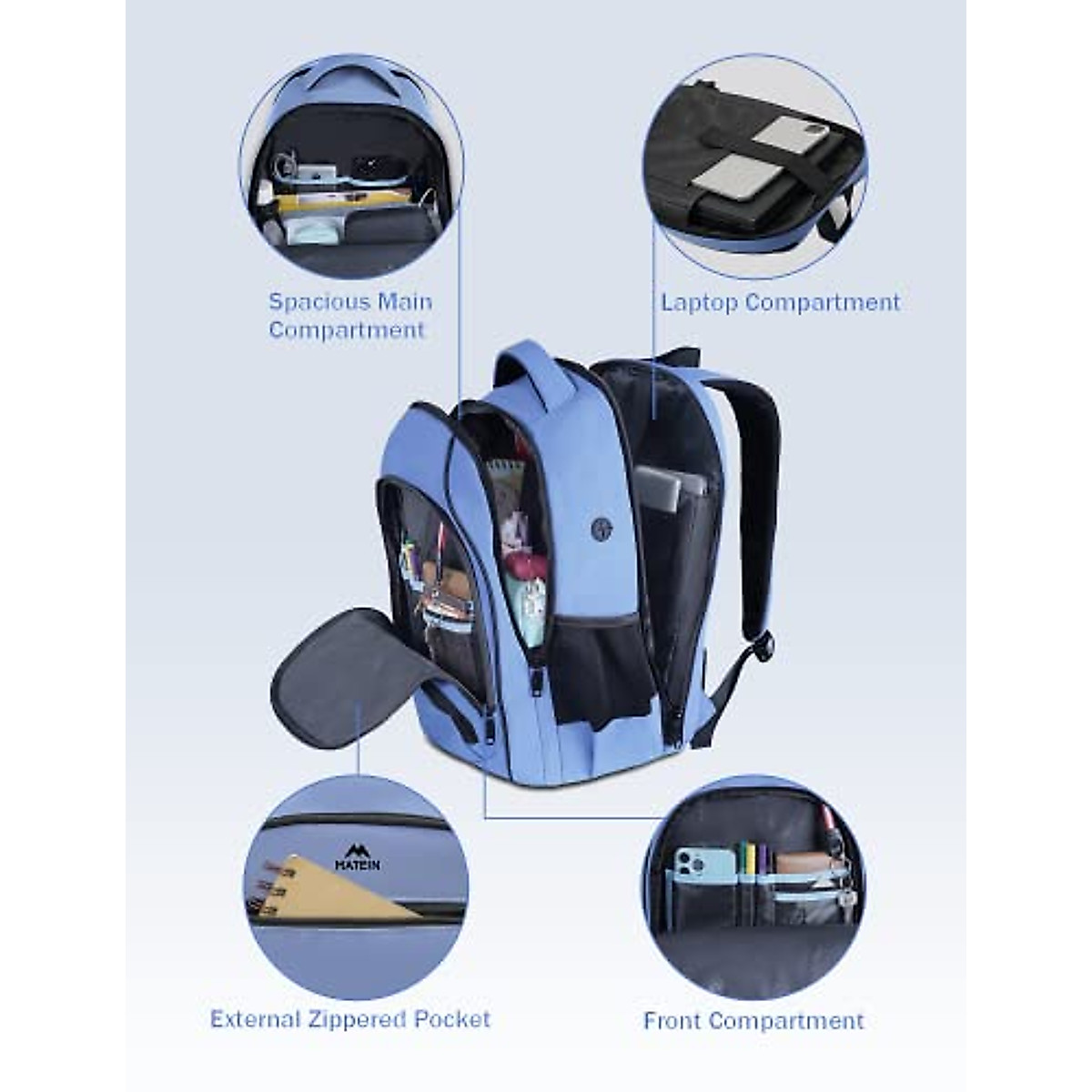 MATEIN Cute Backpack for Women, Expandable Carry on Backpacks for Nurses, Backpacks for Travel, 17 Inch Laptop Backpack