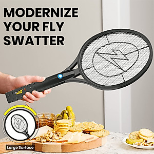 ZAP iT! Electric Fly Swatter Racket & Mosquito Zapper - High Duty 4,000 Volt Electric Bug Zapper Racket - Fly Killer USB Rechargeable Fly Zapper Indoor Safe