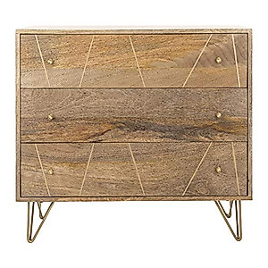 Safavieh Home Marigold Modern Natural and Brass 3-drawer Chest