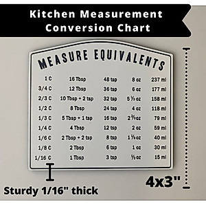 Kitchen Baking Measurement Conversion Chart Magnet | Must have for any Chef | Cups Teaspoons Tablespoon Ounces and Milliliters | Magnetic Cooking Chart Equivalents