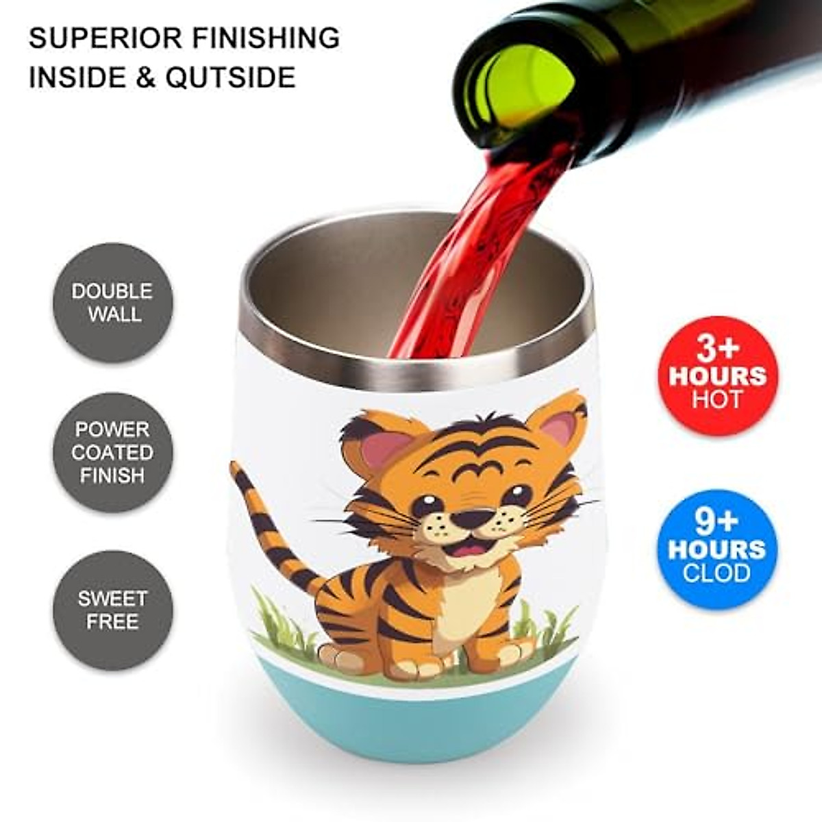 WYUSPGK 304 Stainless Steel Insulated Cup, Spotted Tiger Print Smooth Rim, Durable & Reusable - Perfect for Office, Home, And Travel