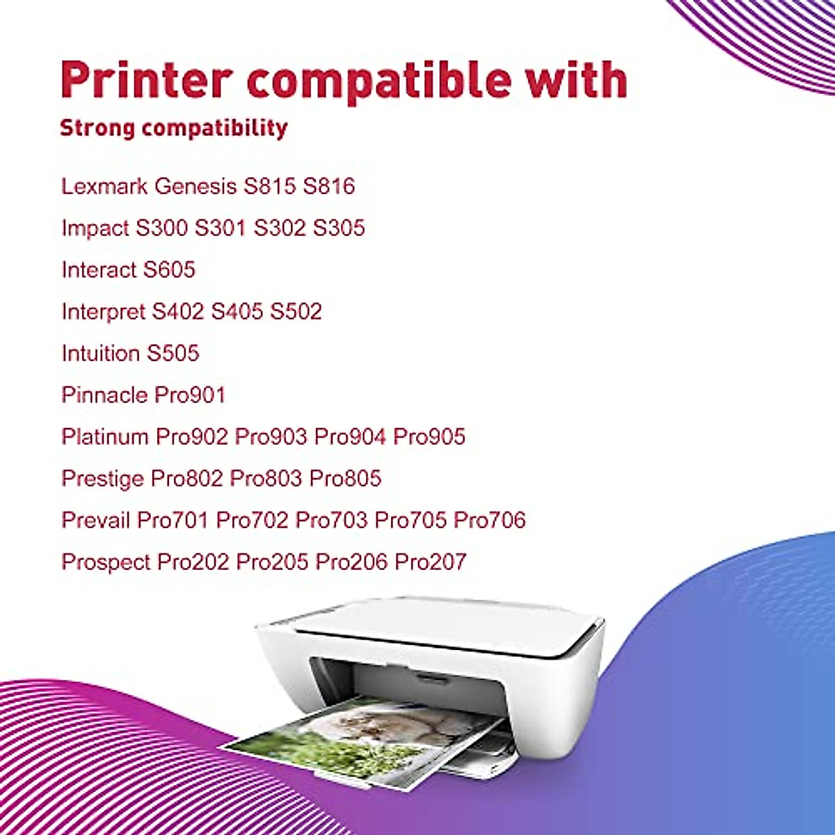 HOTCOLOR Compatible Lexmark 100XL Ink Cartridges for Lexmark s301 S305 S605 S405 S505 Pro901 Pro905 Pro805 Pro705 Pro205 Pro206 Pro207 S815 S816 Printer (Black Cyan Magenta Yellow,4Pack)