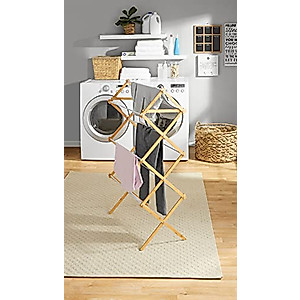 Deahun Mainstays Space-Saving Collapsible Bamboo Laundry Drying Rack