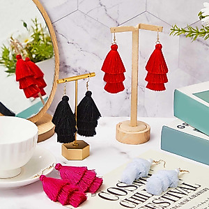 4 Pairs 3 Layers Tassel Earrings Red Earrings for Women Charm Crystal Silk Tassel Bohemian Dangle Birthday Christmas Wedding Daily