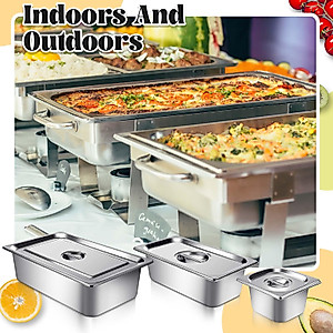 LOYIM 6 Pack Stainless Steel Hotel Pans with Lids Bulk 1/1,1/3,1/6 Size 4 Inch Deep Restaurant Steam Table Pans Catering Pans for Commercial Kitchen Food Storage