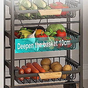 Household Vegetable Storage Trolley, Large Storage Multi-Layer Kitchen Gap Storage Basket, for Bathroom Bedroom,6 Tier