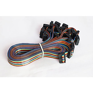 VISUALEDS LED Display 16 pin Flat Cable 16P 10PCS 2.54MM Pitch Pure Copper Flat Ribbon led Module Receiver Cable Signal Cable