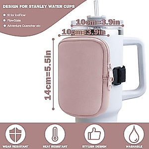 Water Bottle Pouch for Stanley 40 oz Tumbler with Handle - Gym Accessories for Women, Cup Belt Bag Compatible with Stanley/Simple Modern Tumbler Accessories(Pink)