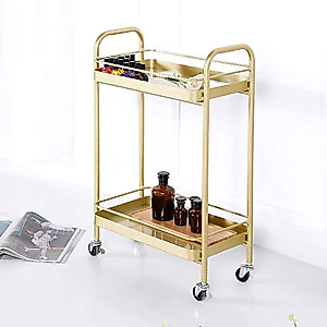 Utility Cart Lab Serving Cart, Medical Cart Iron Rolling Storage Cart, 2-Tier Shelf with Wheels,Beauty Salon Organizer ShelfNarrow Kitchen Trolley Supply Trolleys Rolling Cart