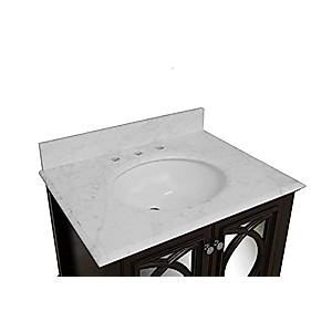 Olivia 30-inch Bathroom Vanity (Carrara/Chocolate): Includes Chocolate Cabinet with Authentic Italian Carrara Marble Countertop and White Ceramic Sink