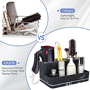 Hair Dryer Holder,Hair Tool Organizer Bathroom Countertop Blow Dryer Holder Hair Accessories Styling Tools Organizer for Hair Dryer,Flat Irons,Curling Wands,Hair Straighteners-Black Marble Look