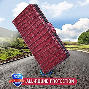 Asuwish Compatible with LG V60 ThinQ V60ThinQ 5G G9 Thin Q Wallet Case with Tempered Glass Screen Protector and Flip Cover Card Holder Cell Accessories Phone Cases for LGV60 V 60 60ThinQ 60V Red