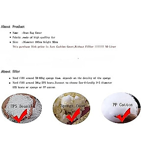 Big Huge Giant Bean Bag Chair for Adults, (No Filler) Bean Bag Chairs in Multiple Sizes and Colors Giant Foam-Filling Required- Machine Washable Covers, Double Stitched Seams (Dark Grey, 150 * 75cm)