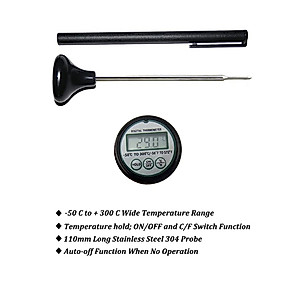 Digital Cooking Meat Thermometer 4.7 inch Long Probe Food Thermometer for BBQ, Grilling, Milk, Coffee Deep Frying, Instant Read Kitchen Thermometer