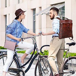 Ronts Banuce Full Grain Italian Leather Backpack for Men Business Travel 14 Inch Laptop Backpack Work Bag