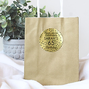 Personalized Black and Gold Thank You Favor Stickers - 1.75 in. - 40 Labels