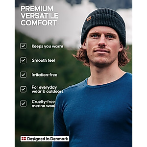 DANISH ENDURANCE Polar Fleece Merino Beanie Adult 1-Pack One Size Black 1-Pack