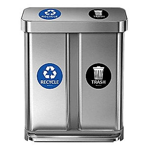 IGNIXIA (Pack of 4 Recycle & Trash Stickers Combo Indoor & Outdoor Trash Bin Decals Recycle & Trash Symbols Sticker 4 X 4 Inches Self Adhesive Peel & Stick (Blue and Black)
