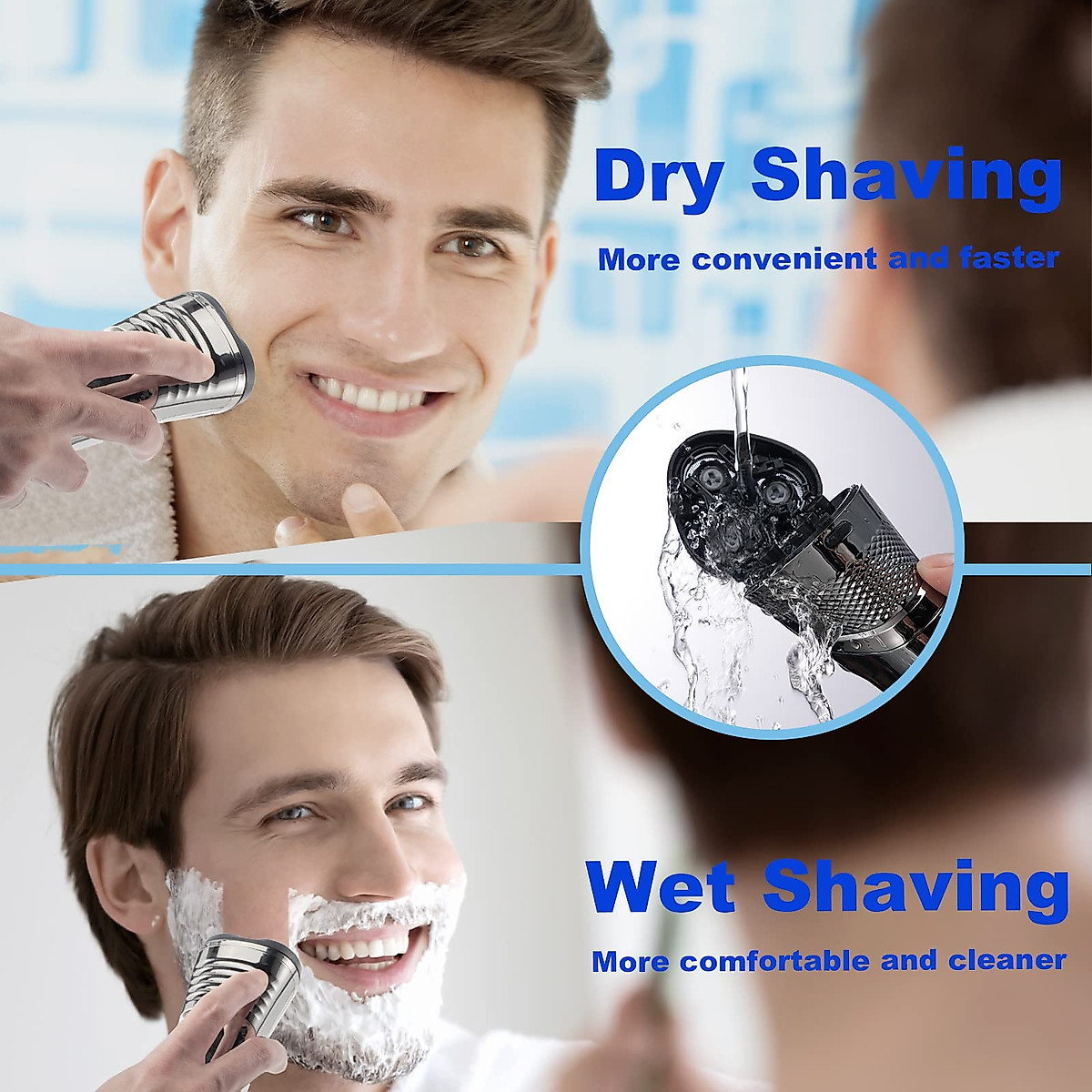 Electric Shavers Electric Razor for Men Face Clean Shave Rechargeable USB C Electric Shaver Cordless Mens Electric Razors for Shaving Face Dry Wet Rotary Shaver LED Display with A Replacement Blade