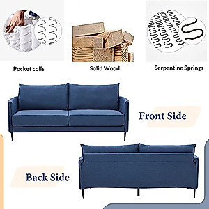 Merax 65.8" Modern Soft Linen Couch Upholstery Loveseat Sofa for Livingroom Bedroom Office Blue Love Seats