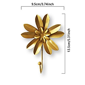 Sdjdhej Golden Flower Single Hooks, 4Pcs Flower Retro Style for Room Wall Mounted Decoration, Coat Hat Scarf Hanging Entry Heavy Duty Hooks, Home Decor (C)