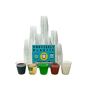 100 Shot Glasses Premium 2oz Clear Plastic Disposable Cups, Perfect Container for Jello Shots, Condiments, Tasting, Sauce, Dipping, Samples