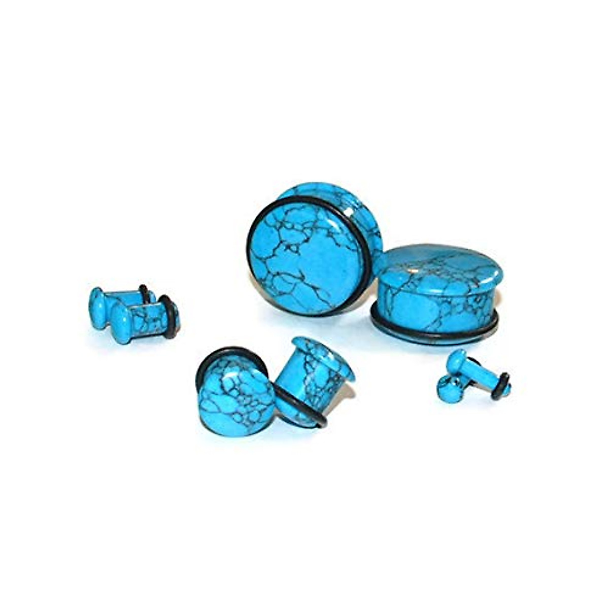 Intrepid Jewelry Synthetic Turquoise Single Flare Stone Plugs (5/8" (16mm))