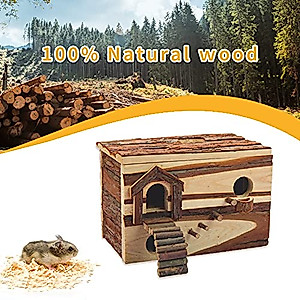 Beaks And Paws B&P Wooden Hamster House Hideout, Hamster Toys for Gerbils, Guinea Pigs, Dwarf Hamster, Small Animal，with Ladders Bridge