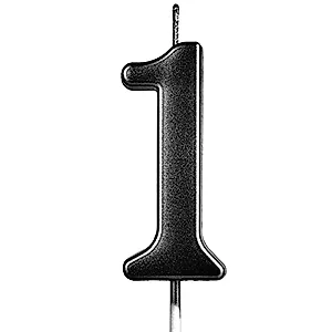 AIEX 7cm/ 2.76 Inch Cake Number Candle, Medium Size Black Numeral Birthday Candle Cake Topper Decorations for Kids Adults Wedding Anniversary Party (Number 1)