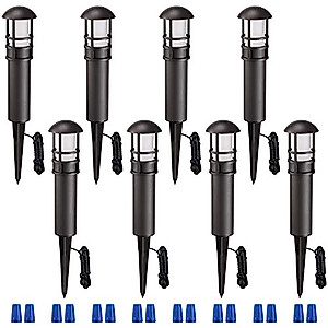 LEONLITE 8-Pack LED Landscape Pathway Lighting, 3W 12V Low Voltage Path Lights Walkway Lights CRI90+, IP65 Waterproof, ETL Listed, Bronze Aluminum Housing, 3000K Warm White