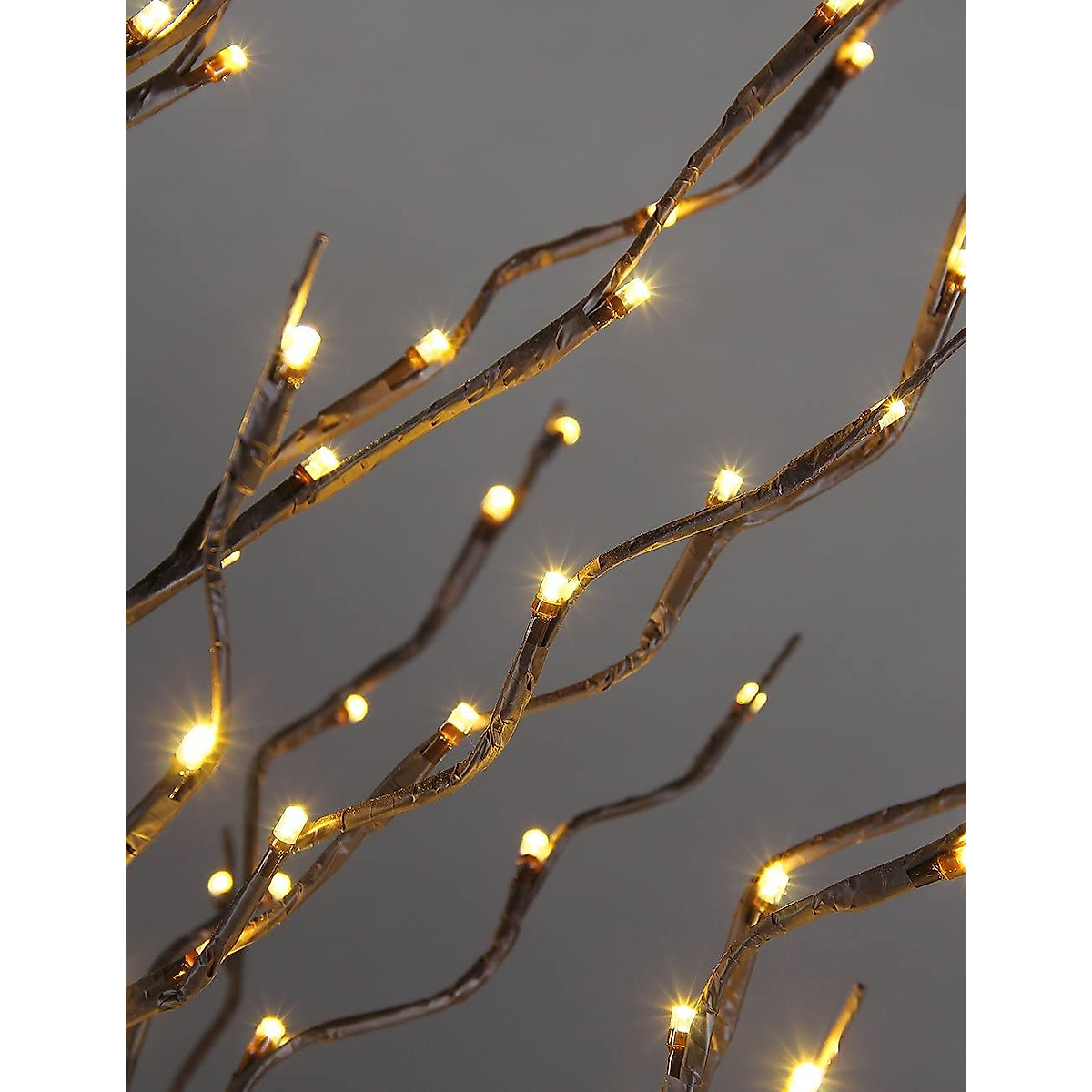 Lightshare Set of 3 Star Light Trees, Including 3 feet, 5 feet, and 6 feet, Warm White, Brown Branch