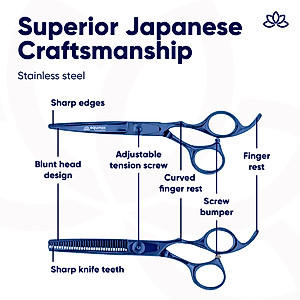 Equinox Professional Hair Scissors Set - Barber & Thinning Shears for Cutting & Grooming, Premium Japanese Stainless Steel Scissors