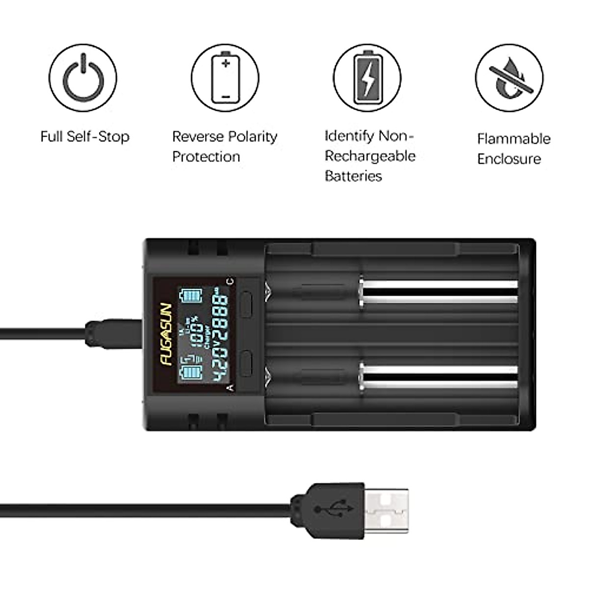 21750 21700 Battery Charger,LCD Intelligent 18650 Battery Charger 21750 21700 Charger for 20700 22700 26650 26700 16340 (RCR123) 17500 17650 17670 18500 Rechargeable Battery with PCB Protection Board