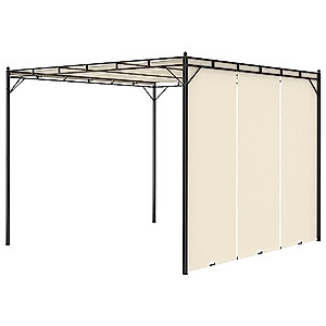 Garden Gazebo with Side Curtain,Outdoor Gazebo,Hardtop Gazebo,Patio Gazebo,Backyard Gazebo,Camping Gazebo,for Barbeque, Patio, Deck,Garden Party,Markets,118.1"x118.1"x88.6" Cream