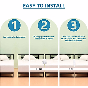 Bed Bridge Twin to King Converter Kit,Bed Gap Filler to Make Twin Beds Into a Larger Bed,Mattress Connector with Adjustable Connector Strap,Bed Gap Filler Pad for Guest Room and Travel 6.5" x 6.6'