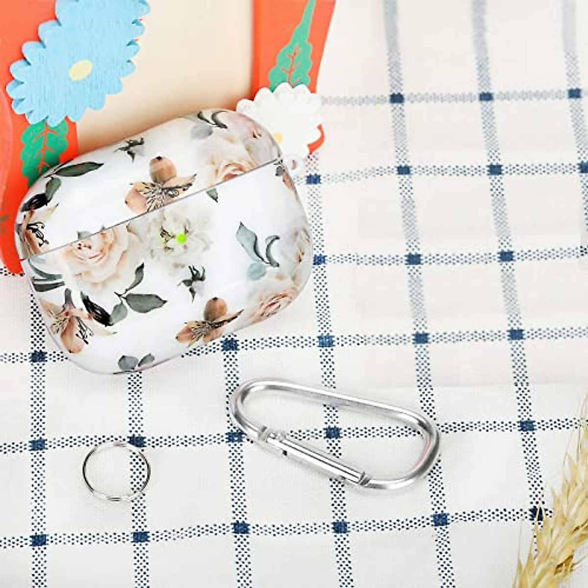 AirPods Pro 2nd Generation/1st Generation Case-KOREDA Cute Printed Design Hard Case for Airpods Pro 2, Shockproof Protective Cover for Airpods Pro Case (2022/2019) with Keychain for Girls Women Men