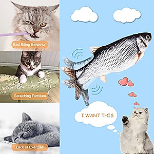 Depets Flopping Fish Cat Toy, Durable Floppy Fish Cat Toy with Catnip, USB Charging Wiggle Fish Toy for Cats/Puppy/Small Dogs, Realistic Flipping Fish Cat Toy, Cat Toy for Indoor Exercise